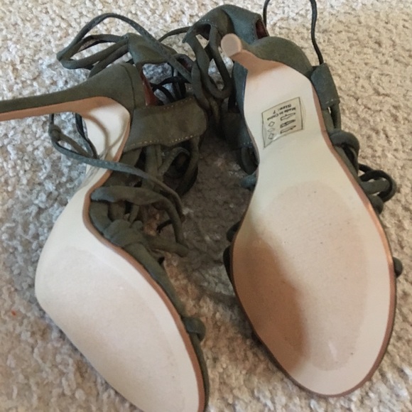 Shoes | Brand New Army Green Tie Up Gladiator Heels Sz 7 | Poshmark